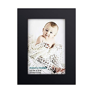 RPJC 3.5x5 inch Picture Frame Made of Solid Wood High Definition Glass for Table Top Display and Wall Mounting Photo Frame Black