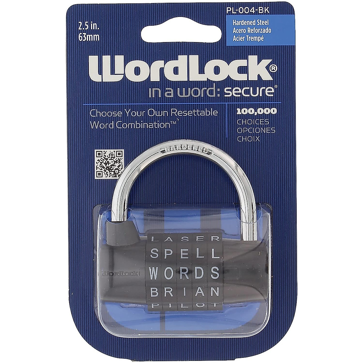 Wordlock PL-004-BK 01336000854 Combination Padlock, 1 Pack, Black