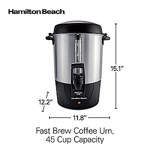 Hamilton Beach 40521 Coffee Urn and Hot Beverage Dispenser, 45 Cup, Fast Brew, Silver