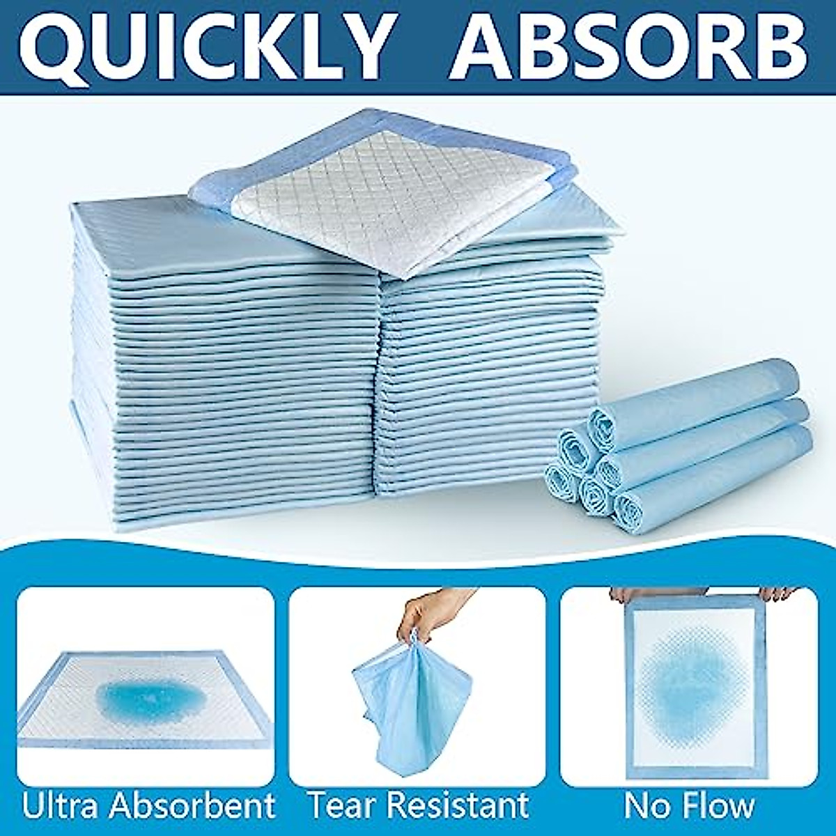 Apupmeo Disposable Rabbit Pee Pads - 20 Pcs Disposable Guniea Pig Cage Liners, Pet Pee Training Pads for Small Animals, Puppy, Kitten, Hedgehog, Hamster, Chinchilla, Bunny,Ferrets (33 * 45, Blue)