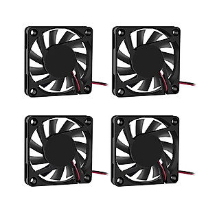 Dorhea Fan 60x60x10 mm DC 12V 6010 Brushless Cooling Fan, Replacement Ball Bearing 60mm Fan for Cooling DIY PC Computer Case Fan - 2 Pin Case Fan (Pack of 4Pcs)
