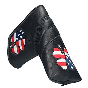 Craftsman Golf USA Clover US Flag Leather Black Golf Putter Blade Head Cover Headcover Magnetic Closure for Scotty Cameron Odyssey