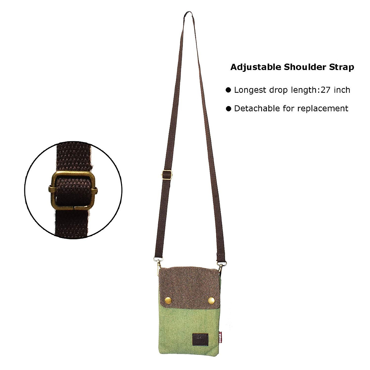 WITERY Small Crossbody Bags for Women - Handmade Cute Canvas Cross Body Phone Purse Cloth Pouch with Adjustable Shoulder Strap, Mini Teen Girl Travel Cell Phone Purse Wallet