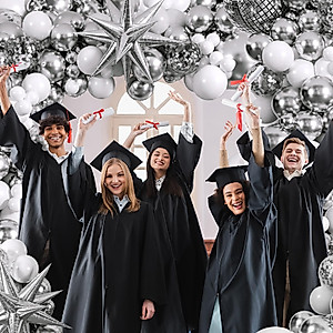 135pcs Disco Balloon Arch Garland Kit, White Silver Balloons with Disco Ball Balloons Silver Foil Balloons for Birthday Decorations Graduation Prom Decorations 2024 Disco Party Decorations