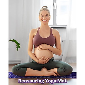 Upgrade New Instructional Yoga Mat with 75 Poses Printed on It, 6mm Travel Yoga Mat with Bag Christmas Gifts for Women and Men, 1/4 Inch Extra Thick Non-Slip (Purple/Blue)