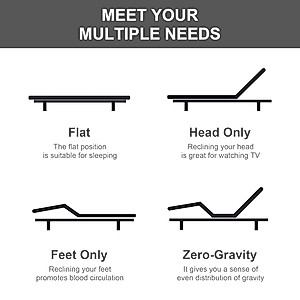 GOLDORO Ergonomic King Size Adjustable Bed Base, Wireless Remote Control, Whisper Quiet Durable Motor, Independent Head and Foot Incline