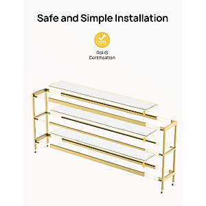 Evajoy Console Table, 55" Entryway Table with 3 Tiers, Open Glass Sofa Table for Living Room, Foyer, Entryway, Bedroom, Hallway