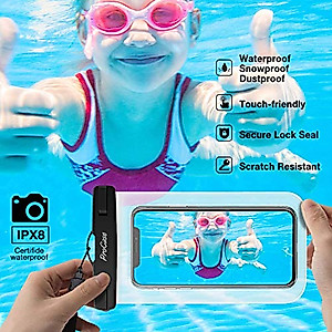 ProCase Waterproof Pouch Cellphone Dry Bag Underwater Case for iPhone Xs Max XR X 8 7 6S Plus, Galaxy S10 Plus S9 S8 +/Note 9 8, Pixel 3 2 XL up to 6.5" - 3 Pack, Clear