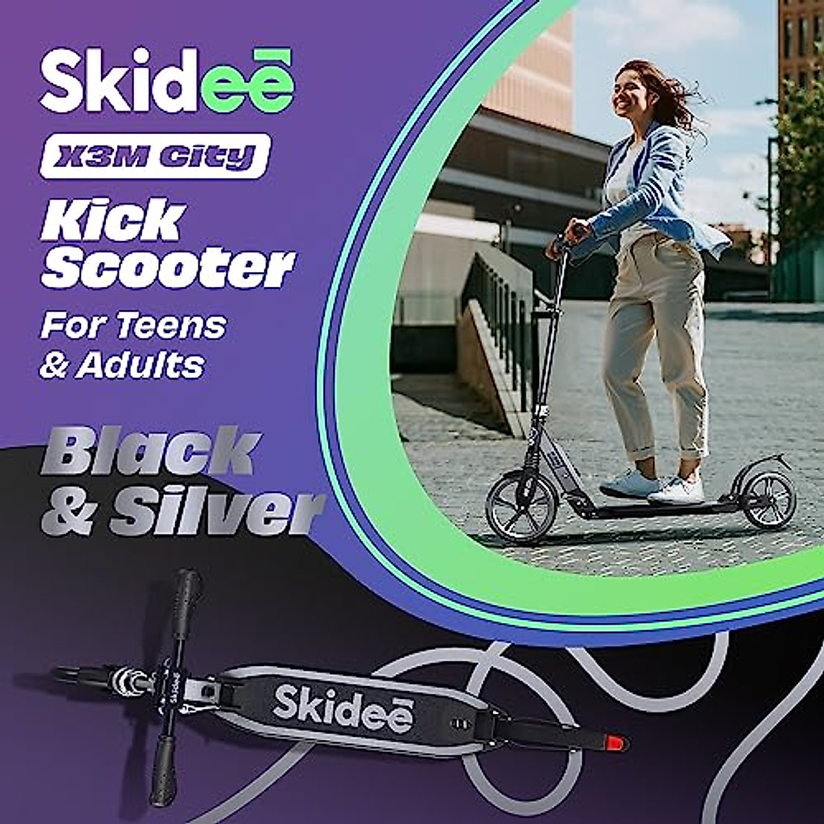 Scooter for Kids Ages 6-12 - Scooters for Teens 12 Years and Up - Adult Scooter with Anti-Shock Suspension - Scooter for Kids 8 Years and Up with 4 Adjustment Levels Handlebar Up to 41 Inches High