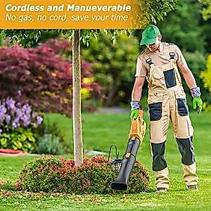 Cordless Leaf Blower - 320 CFM & 180MPH Electric Battery Powered Leaf Blower with 5.0Ah Battery and Fast Charger, 6 Variable Speed Control for Blowing Leaves, Snow Debris and Dust