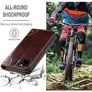 SINIANL Compatible with iPhone 13 Pro Max Leather Case, iPhone 13 Pro Max Wallet Folio Case with Magnetic Closure Kickstand Card Slots Flip Book Cover for iPhone 13 Pro Max 6.7 inch 2021 Brown