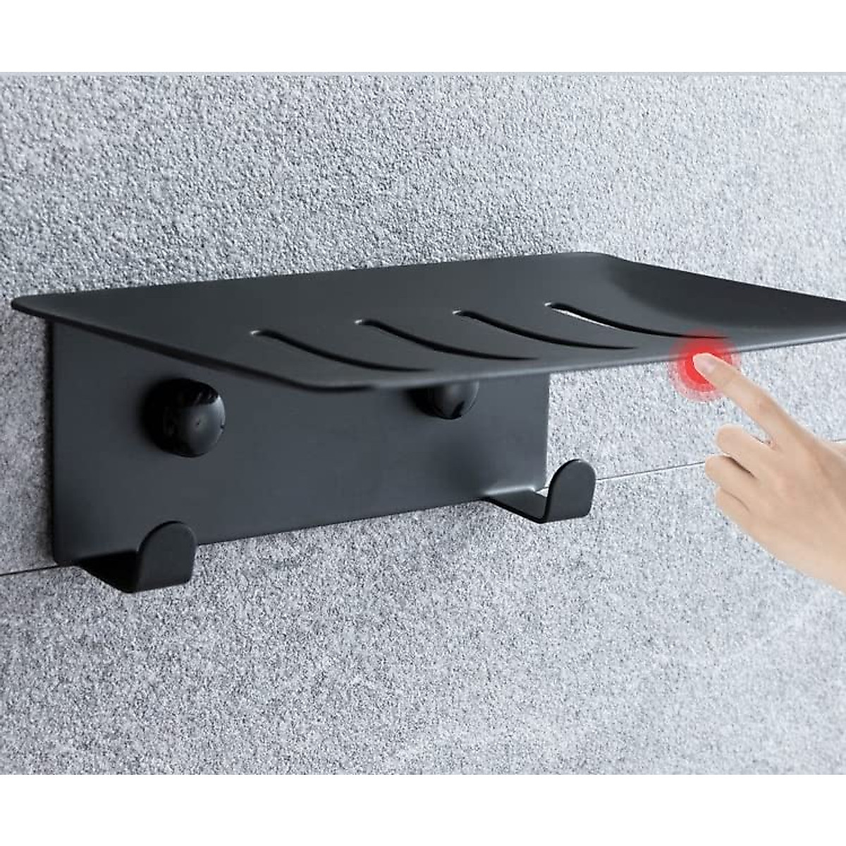 Soap Dish Holder, 2 Pack Stainless Steel Bathroom Soap Dishes Holders for Shower Wall, Bar Soap Saver Tray with Drain for Bathroom Kitchen, 2 Installation Ways (Black)