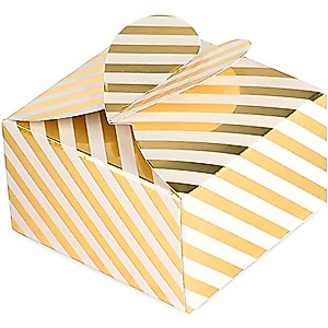Sparkle and Bash Gold Foil Striped Party Favor Gift Boxes (2.6 x 2.6 x 1.6 Inches, 100 Pack)