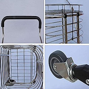 Shopping Trolley on Wheels Multi Function Shopping Cart Lightweight 8 Wheels Climbing Stairs with Lid Aluminum Tri-Wheel Household Vans Lightweight Foldable Storage Hand Trucks,