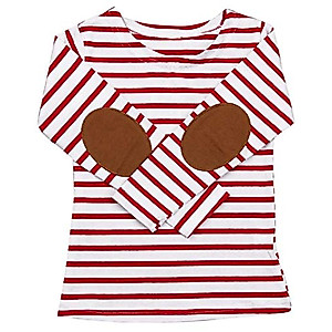 Kids Baby Girl Boy T-Shirt Long Sleeve Stripe Shirts Tops Toddler Fashion Basic Tee Blouses Outfits (Red, 6T)