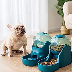 Pet Bowl 3.8L Pet Dog Cat Feeder Drinker Bowl for Dogs Drinking Water Bottle Kitten Bowls Slow Food Feeding Container Pet Supplies Pet Bowl Set (Size : Blue Water)