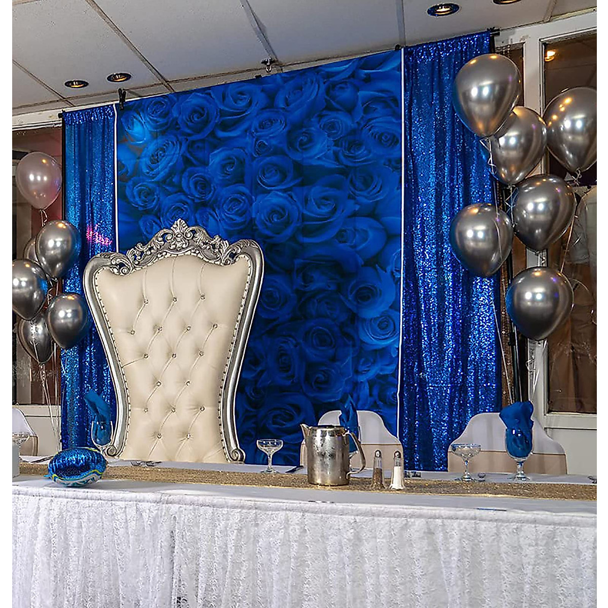 Avezano Blue Rose Flower Backdrop Royal Blue Rose Floral Birthday Bridal Shower Miss to Mrs Wedding Party Background Decorations Portraits Photo Studio Props (7x5)