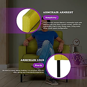 TYBOATLE Modern Upholstered Linen Fabric Accent Arm Chairs, Living Room Single Sofa Chair with Metal Legs, Comfy Reading Lounge Armchair for Small Spaces, Apartment, Bedroom, Office (Green)