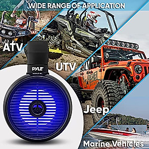 Pyle 6.5” 2-Way Marine Wakeboard Tower Speakers w/LED Lights, Full Range Waterproof Outdoor Speakers for Off-Road ATV, UTV, Jeep or Boat (Black)