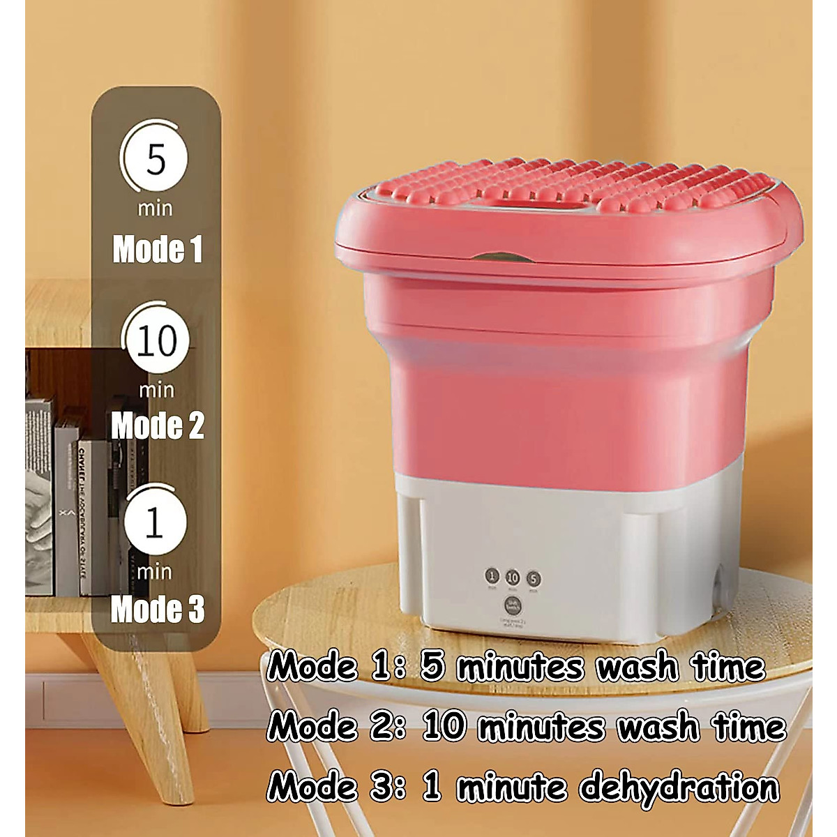 Krneaoch 6L 36W Folding Portable Washing Machine, Washing Machine Mini Portable Washing Machine, Portable Washer for Camping, RV, Travel, Small Spaces, Lightweight and Easy to Carry