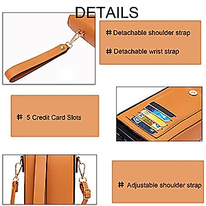 Sunwel Fashion Crossbody Phone Pouch Detachable Wristlet 8 Card Slots Mini Shoulder Bag Purse for Women Girls(Solid Black)