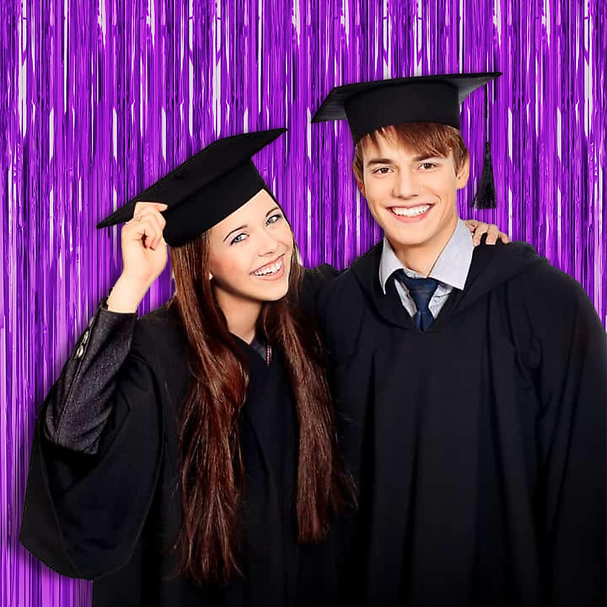 2 Pack 3.3 ft x 9.9 ft Purple Tinsel Curtain Party Backdrop Decorations, Metallic Foil Fringe Backdrop Door for Bachelorette Party Decorations,Purple Streamers,Purple Birthday Backdrop