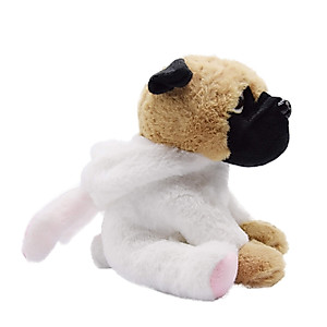 BABOLI Cuddly Pug Stuffed Animals Soft Toys with Adorable Bunny Costumes Super Cute Puppy Dog Plush Animal for Easter Day Gifts or Kids Birthday Party Supplies 10 Inches