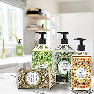 Mosaic Liquid Hand Soap / Wash Gift Set, Ideal Bathroom Kitchen Hand Soap Set , Olive Oil + Coconut & Hibiscus + Gardenia + Orange Blossom, 4 x 24.6 fl oz Each Liquid Soap Bottle
