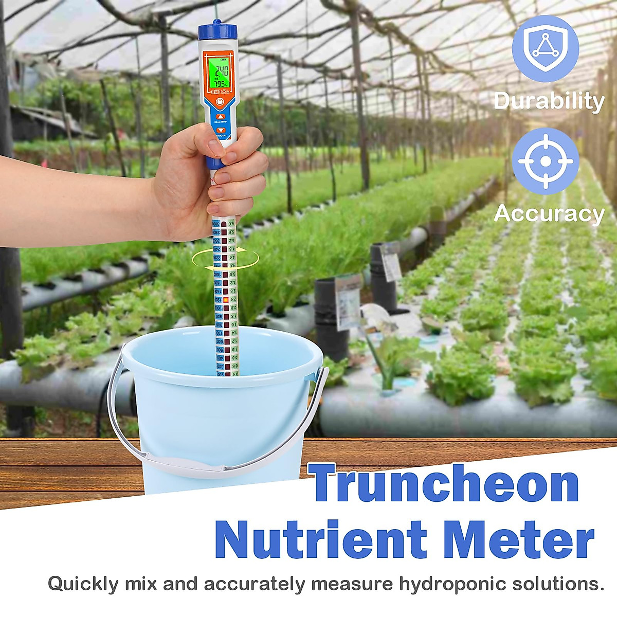 CIZTADA Truncheon Nutrient Meter for Hydroponic Digital Conductivity Tester for Water EC and TDS Meter with EC CF 500ppm 700ppm for Indoor Plant Grow Hydro Reservoir Tank Aeroponic Garden