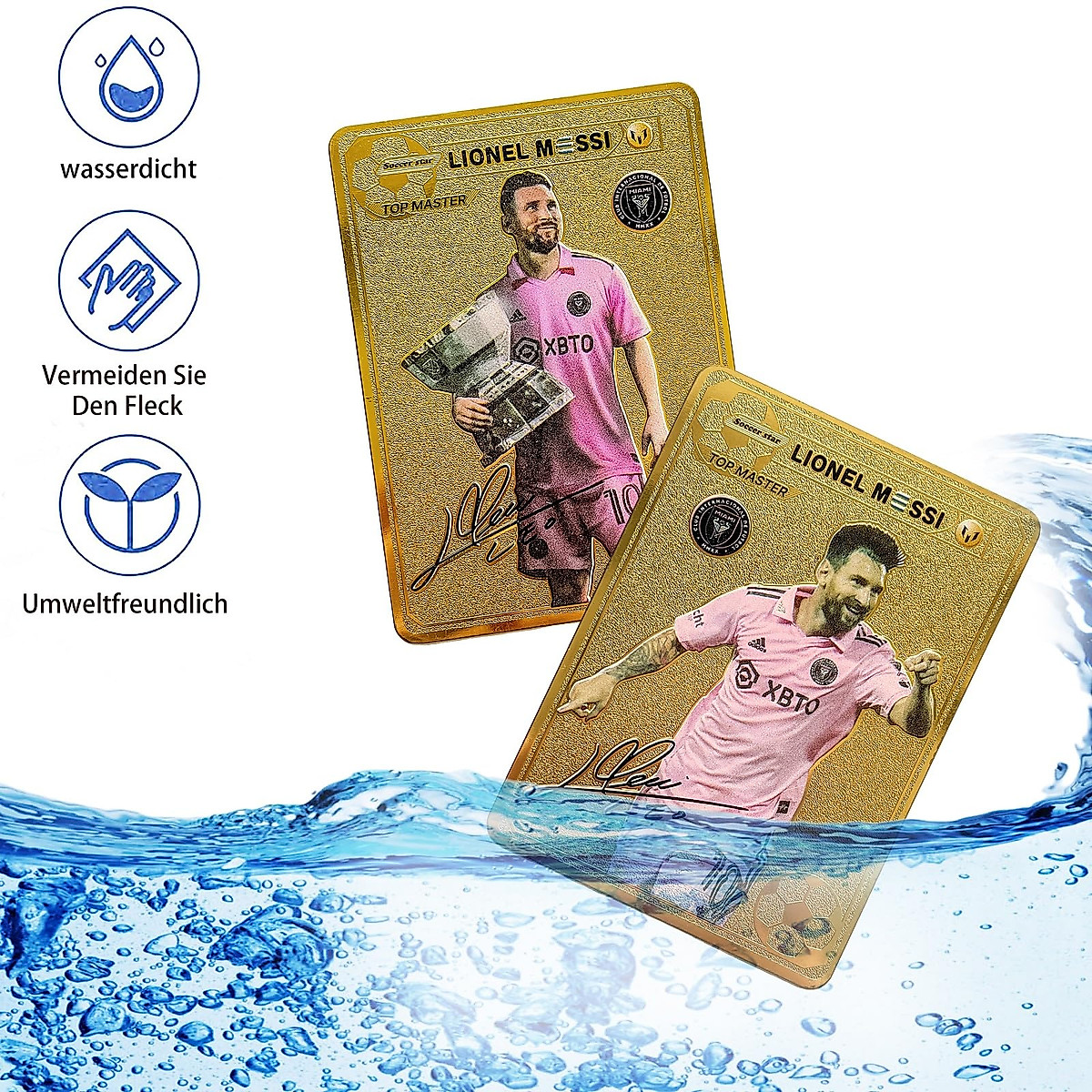 yriiomo Metal Soccer World Cup Trading Card Autographed Collectible Card Game Children's Soccer Fan Birthday