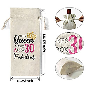 30th Birthday Gift for Women, 30th Female Milestone Birthday Gift, Party Wine Favor Bag, Wine Bag Gift, This Queen Makes 30 Look Fabulous