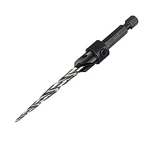 Yakamoz 5Pcs Taper Drill Countersink Set 1/4" Hex Shank Countersinks with Tapered Point Pilot Drill Bits for Woodworking