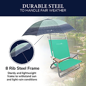 CARIBBEAN JOE Beach Umbrella for Chair, Adjustable and Universal Clamp On Beach Umbrella with UV Protection, 48 Inch Arc, Horizon Stripe