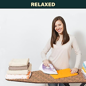 caius Ironing Board Full Size, Extra Wide Ironing Area, Foldable Iron Board with Extra Thick Padded Cover, Large Heavy Duty Ironing Board, Stable Structure, Adjustable Height, Easy to Fold (47x16)