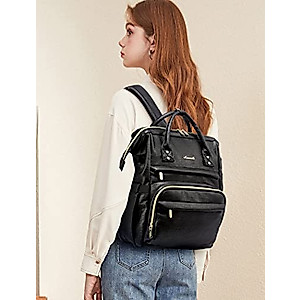 LOVEVOOK Black Backpack Purse for Women Fashion Leather Backpack for Work Travel Shopping Dating with USB Charging Port