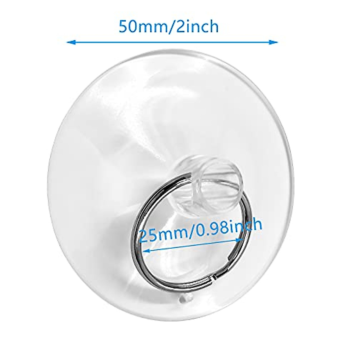 Piutouyar 12Pcs Suction Cup with Ring 2"/50mm Clear Key Ring Suction Cups Sucker for Window Kitchen Wall Hook Hanger