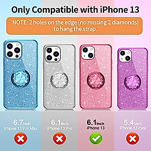 OCYCLONE for iPhone 13 Case, Glitter Sparkle Diamond Cover with Ring Stand Protective Phone Case Compatible with 6.1 inch iPhone 13 Case for Women Girls - Pink