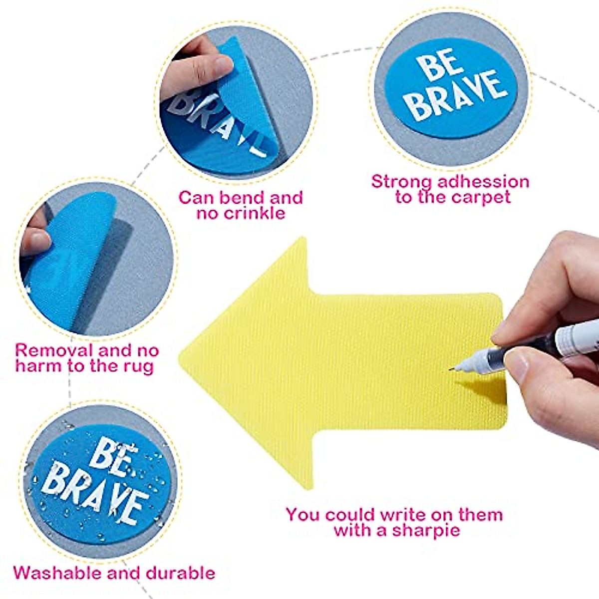 32 Pieces Carpet Markers Colorful Heart Stars Arrows Circles Designs Positive Sayings Carpet Markers Classroom Carpet Markers for Teacher Student