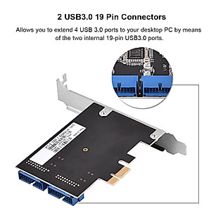 Tosuny PCIE to USB 3.0 2Port Express Card, Low Profile PCIExpress to Internal 2 Port 19Pin Header USB 3.0 Card Adapter