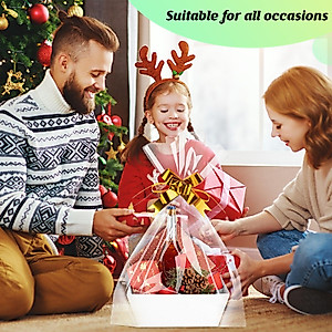 106 Pcs Empty Gift Basket Set 30 Cardboard Gift Basket 8 x 6 x 3 Inch Empty Baskets for Gifts with Handles, 40 Bags, and 36 Multicolor Bows for Party Home Wedding Birthday Food Serving Storage (White)