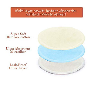 Jakuva 16 Pack Organic Bamboo Nursing Nipple Pads with Laundry Bag, Reusable Nursing Bra Pads, Ultra Soft, Leak-Proof, Washable Nipplecovers for Breast Feeding (Medium, 3.9")