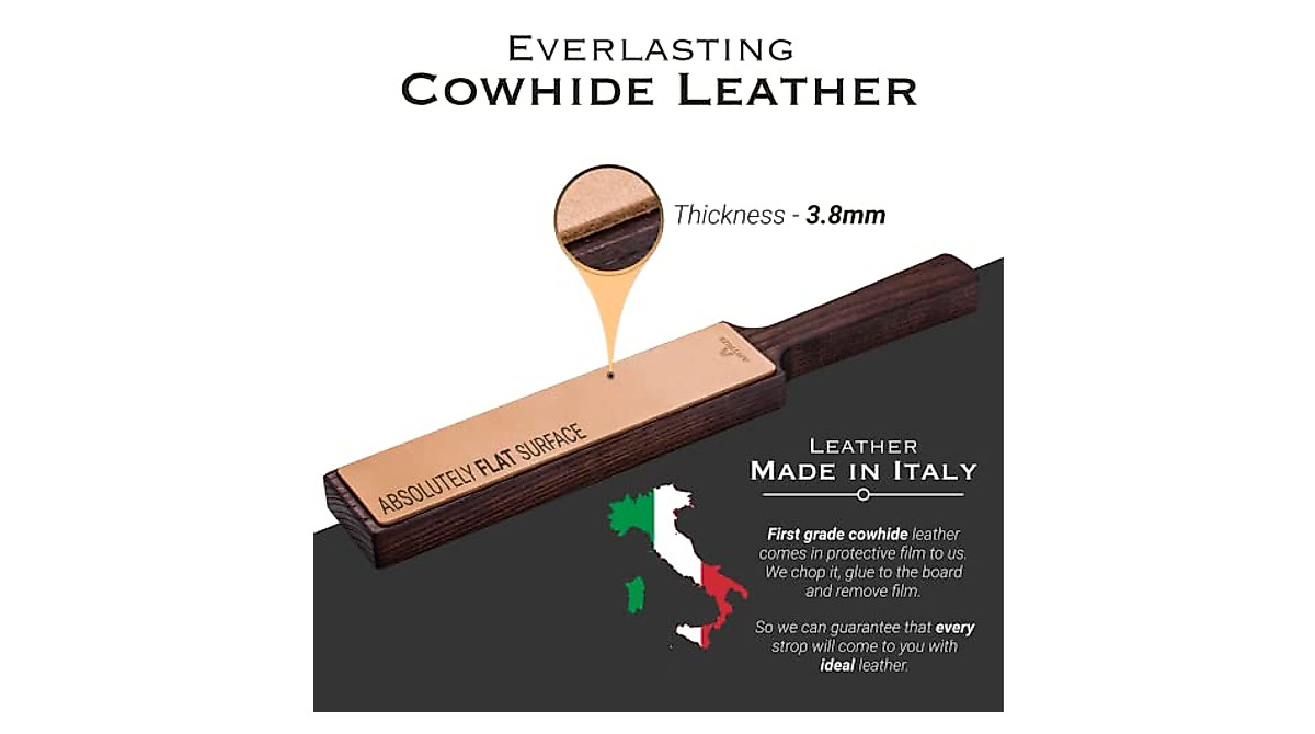 Artrize Paddle Strop 2 Sided - Italian Leather with compounds for Knife ...