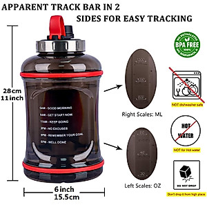 GEEKERBUY 0.9 Gallon Water Bottle Sports Water Jugs Robust 108oz Large Reusable Water Bottles Leak Proof Motivational Plastic Drinking Container for Sport Travel Camping Outdoor