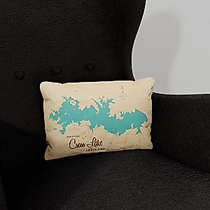 Cross Lake Louisiana Map Canvas Throw Pillow for Couch or Sofa at Home & Office by Lakebound 13" x 19".