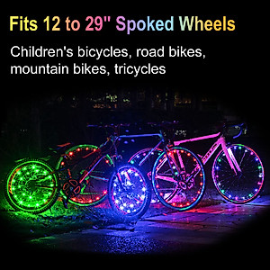 Anrrew 2-Tire Pack Bike Lights.LED Bike Wheel Lights with Batteries Included! Safety and Style Bicycle Light Decoration Accessories.Gift for Kids,Adults（Rainbow）