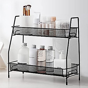 Glynae Kitchen countertop organizer spice rack L35 x W17 x H32.5 cm Bathroom counter organizer storage shelf easy to install and firm - Black