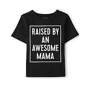 The Children's Place Baby Toddler Boys Short Sleeve Graphic T-Shirt, Raised by an Awesome Mama, 4T