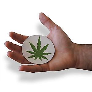 Novel Merk Marijuana Leaf Refrigerator Magnets – Vinyl 3” Round Flat Magnets for Fridge, Lockers, Home Kitchen and Weed Decor – Self Adhesive to Metal Surfaces (12 Pack)