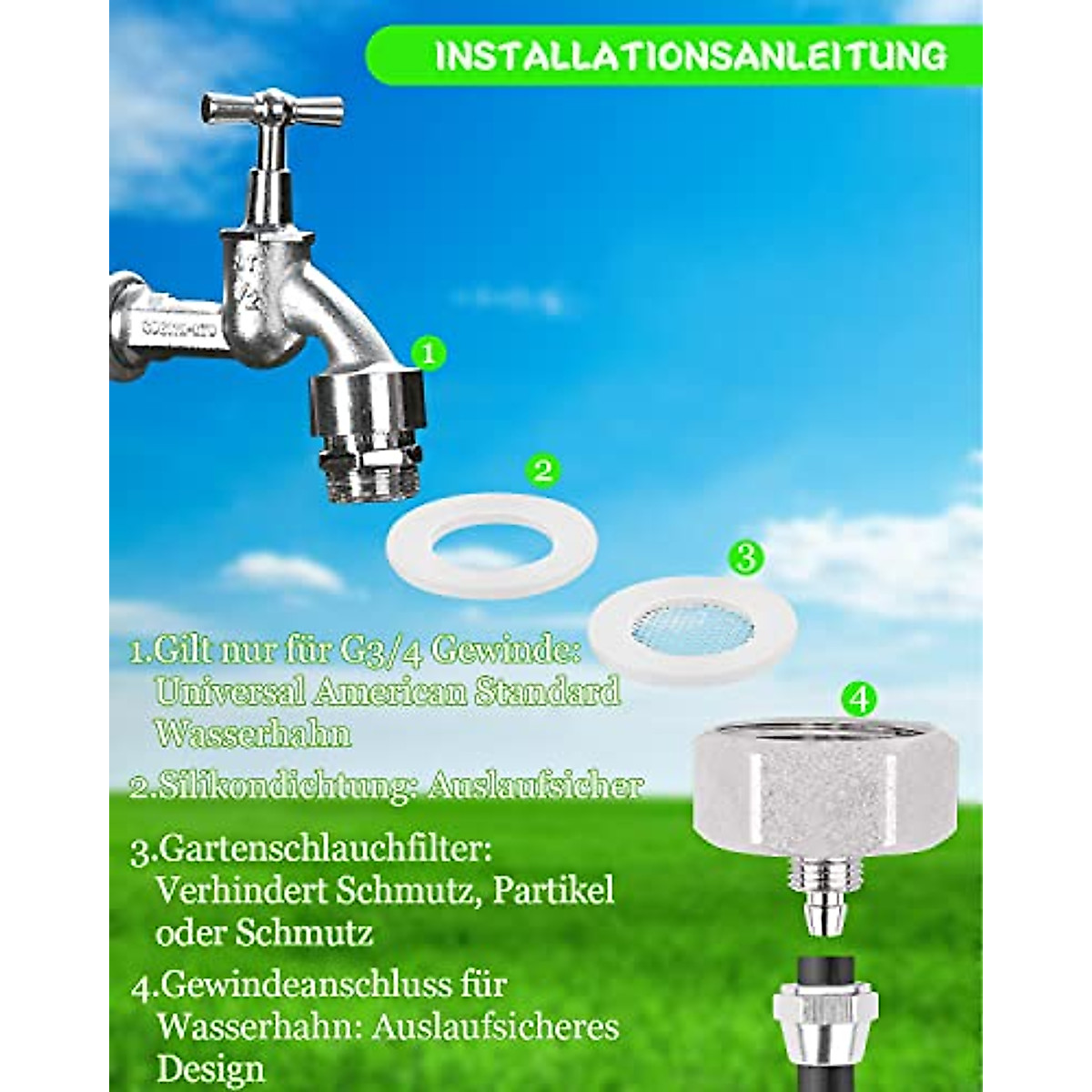 wudee Misters for Outside Patio, 33FT(10M) Misting Line, 8 Brass Mist Nozzles and Brass Adapter(3/4"), Detachable Misters for Patio and Garden Trampoline for waterpark