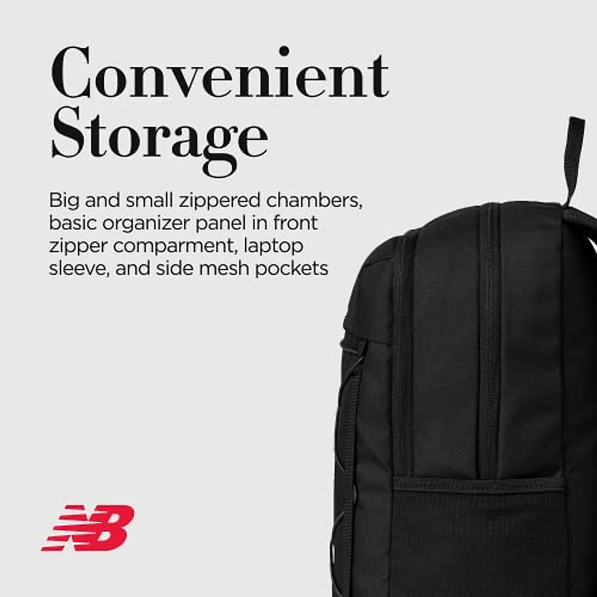 Concept One New Balance Laptop Backpack, Bungee Travel Bag for Men and Women, Black, 17 Inch
